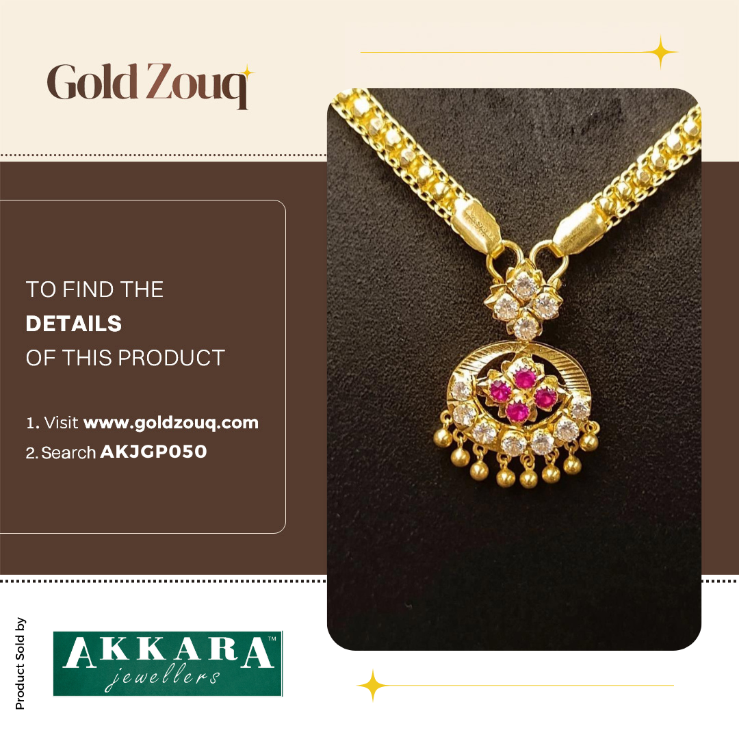 White Stone Pathakam Gold Locket From Akkara Jewellery by Akkara Jewellers